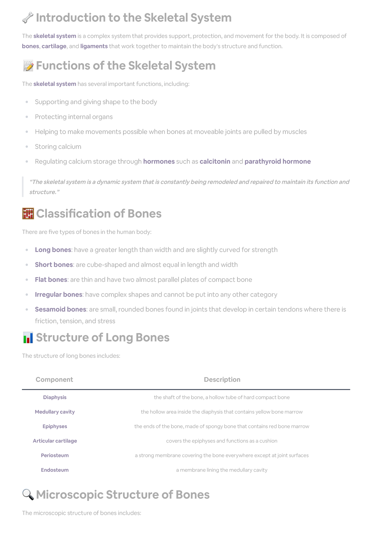 Anatomy and Physiology 1 - The Skeletal System - Introduction to the ...