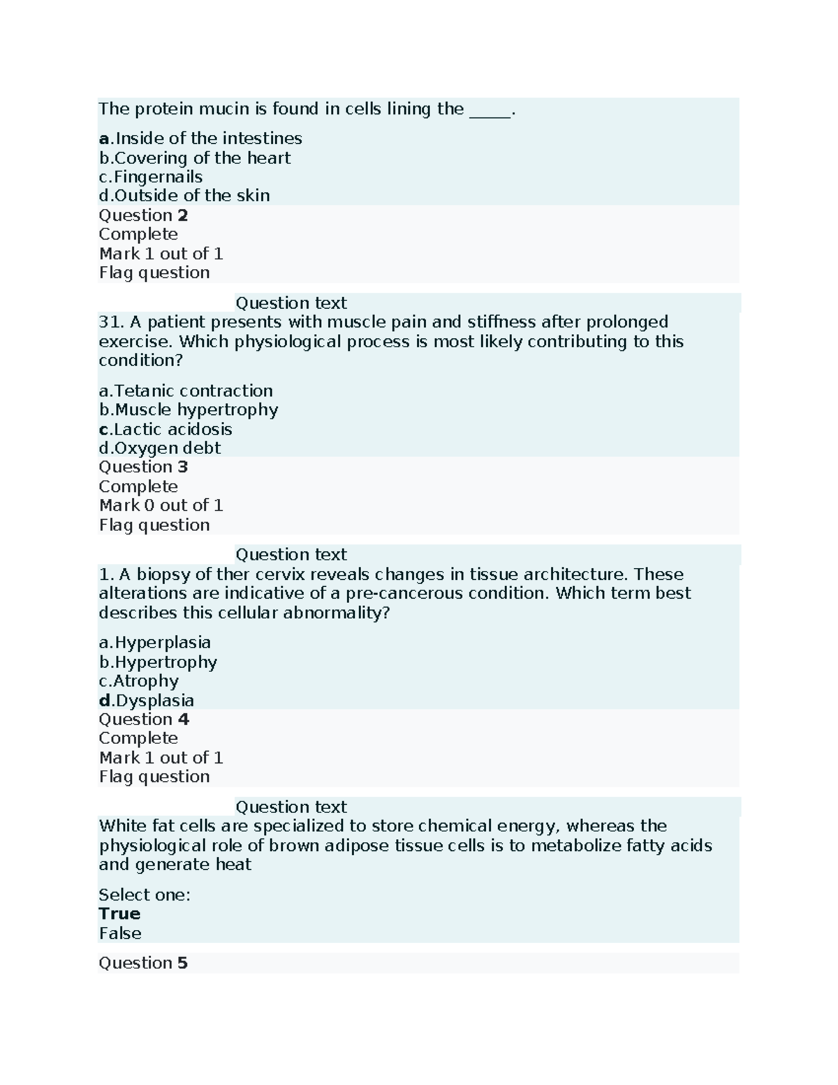 Cells and Tissues MCQs: Comprehensive Review for Exam Preparation - Studocu