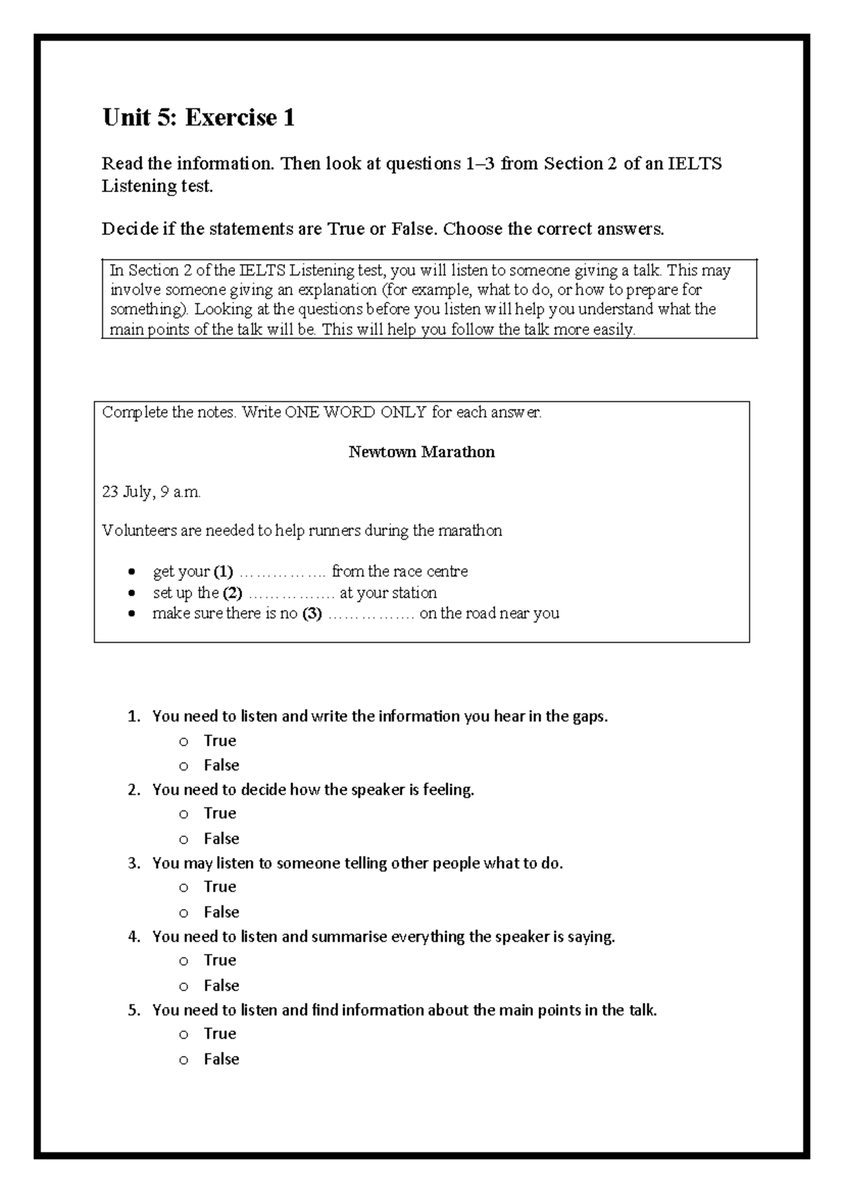 471935236 Unit 5 IELTS Listening Exercises and Notes - Studocu