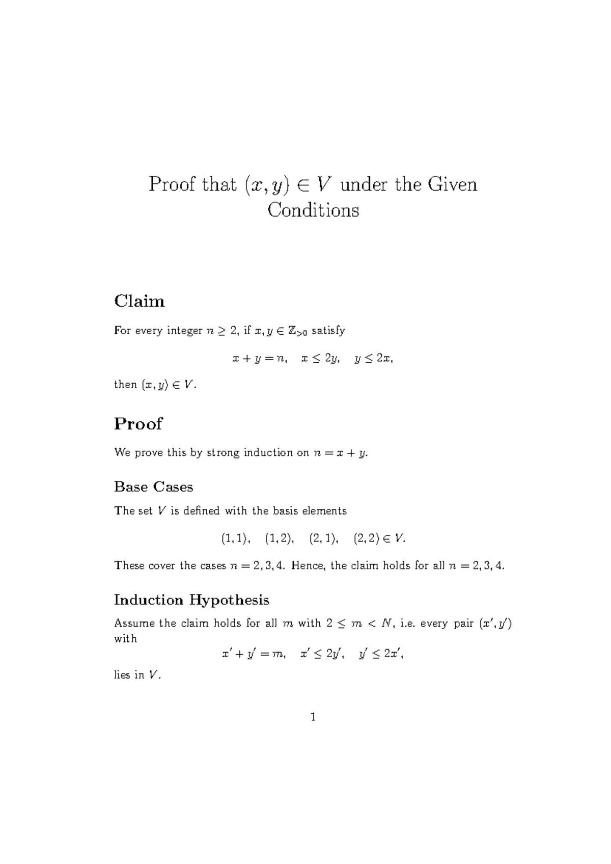 Proof of (x, y) V Under Given Conditions for n ≥ 2 - Studocu