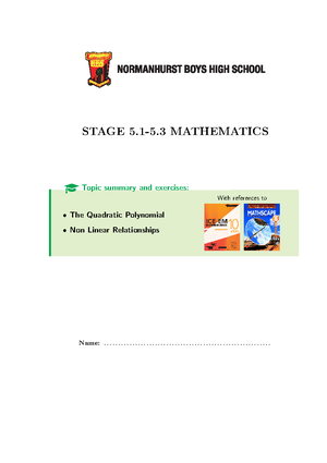 2020 Y10 Core 2 and 3 AT4 - Math past paper - Answer the questions in ...