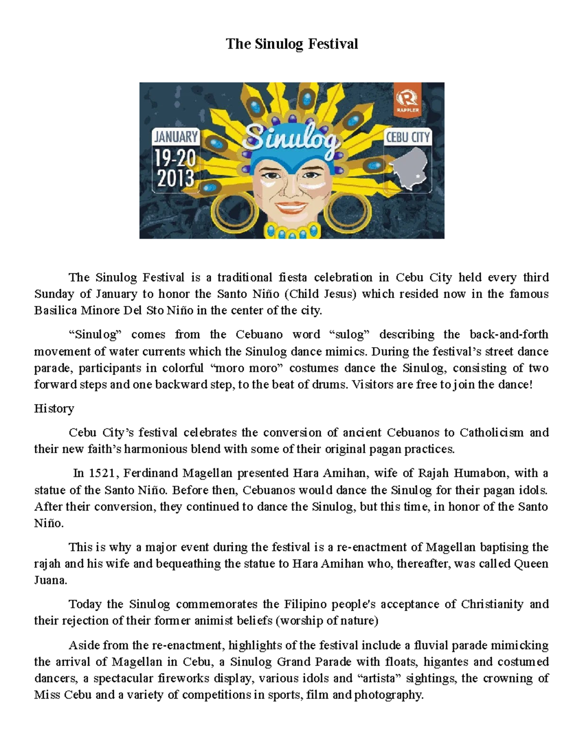 The Sinulog Festival - fdfdfdfd - The Sinulog Festival The Sinulog ...