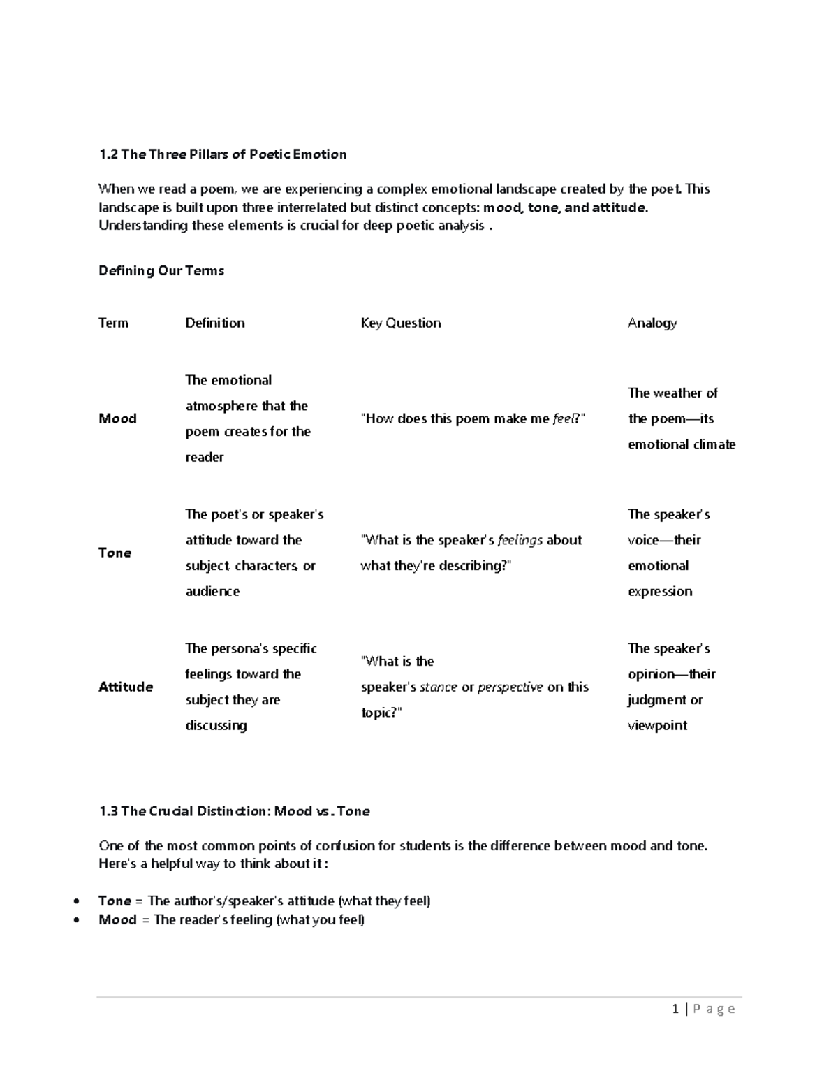 Poetry Analysis: Understanding Mood, Tone, and Attitude in Poems - Studocu