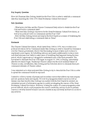 QCAA Modern History IA2 Sample Assessment - Annotated Response - Studocu