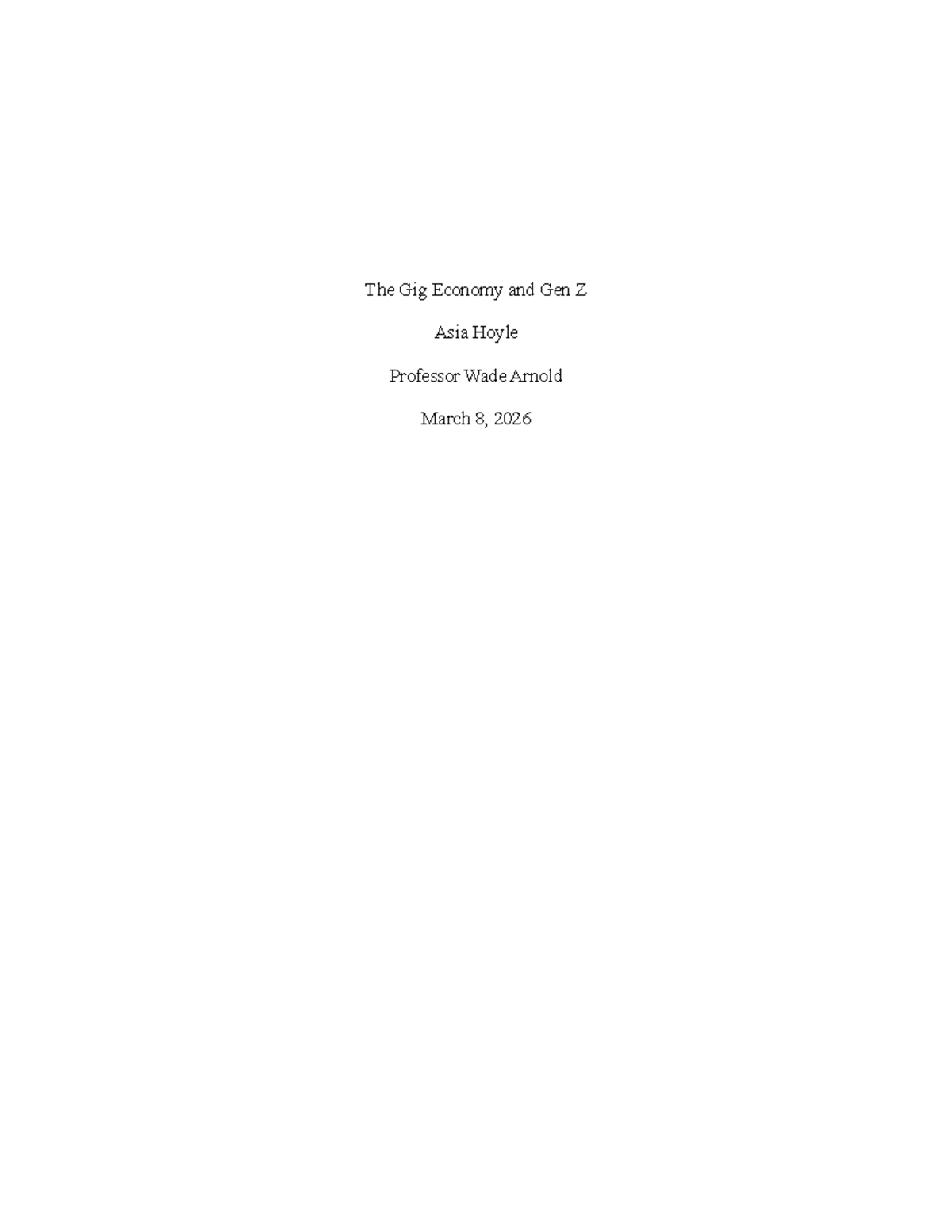 Module 1 Assignment: Exploring the Gig Economy & Gen Z - Studocu