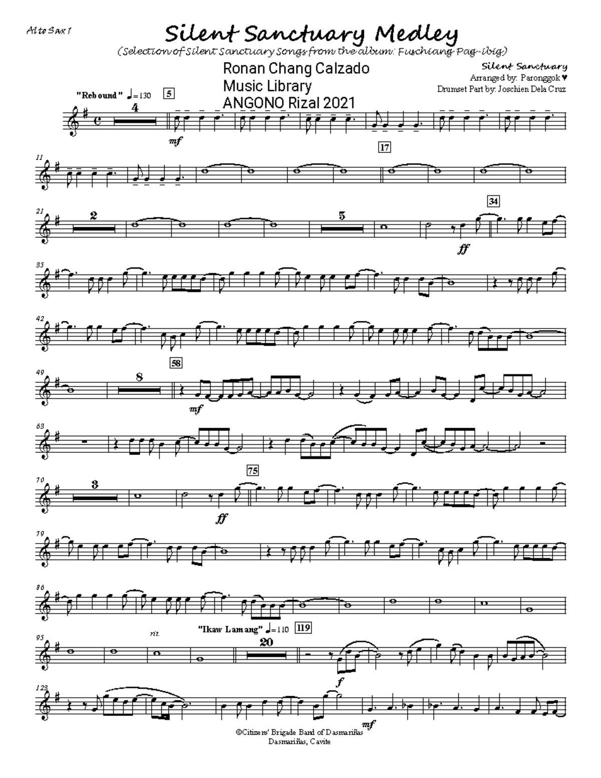 Silent Sanctuary Medley-Copy(1) - % ∀ β 3 "Rebound" q = 130 Ι œ , œ , œ ...