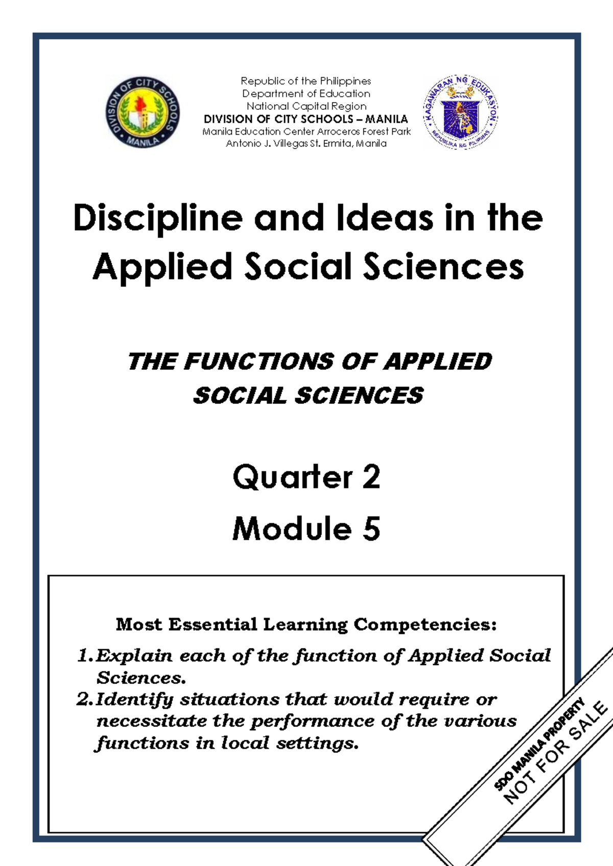 Diass 2nd Quarter Module 5: Functions of Applied Social Sciences - Studocu