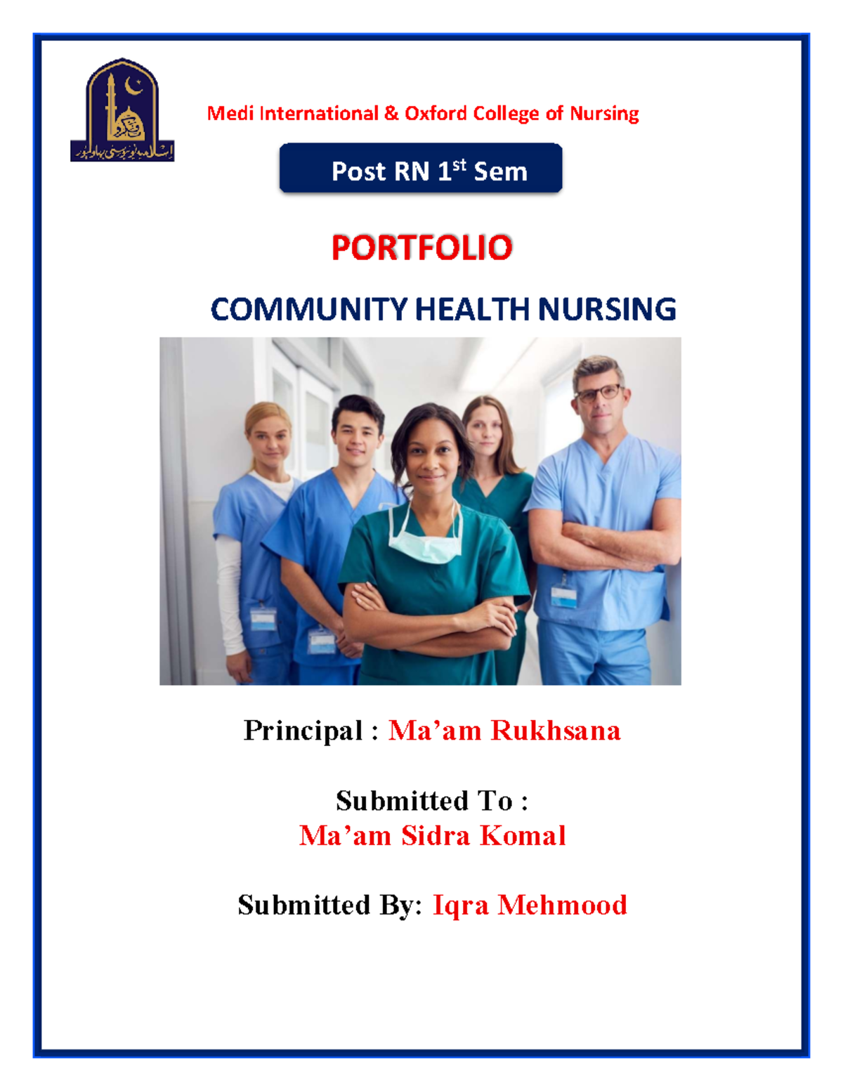 Post RN 1st Sem Community Health Nursing Portfolio by Iqra Mehmood ...