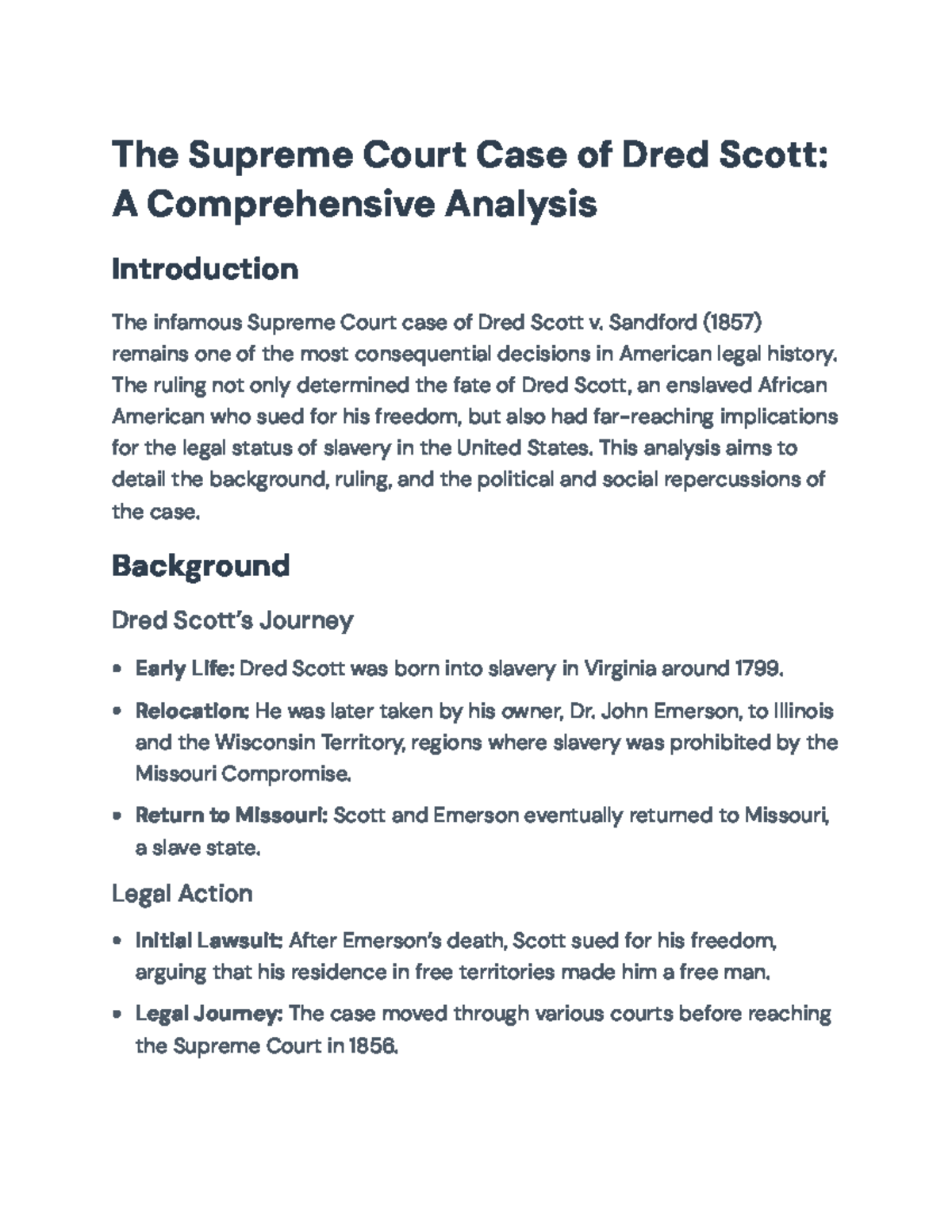 Dred Scott v. Sandford: An In-Depth Analysis of Its Impact and Legacy ...