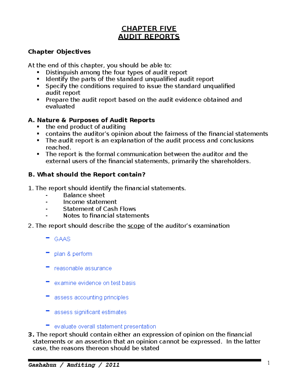 CHAPTER 5 AUDIT REPORTS: Types, Components, and Examples - Studocu