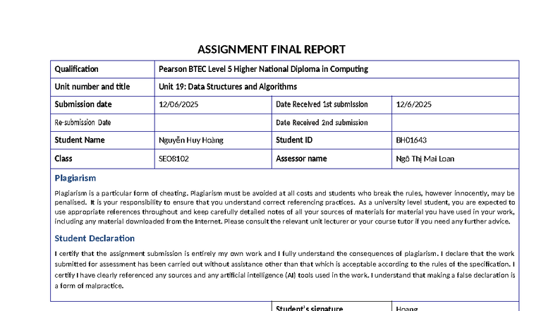 FA25 SEO8102 Assignment Final Report on Data Structures & Algorithms ...