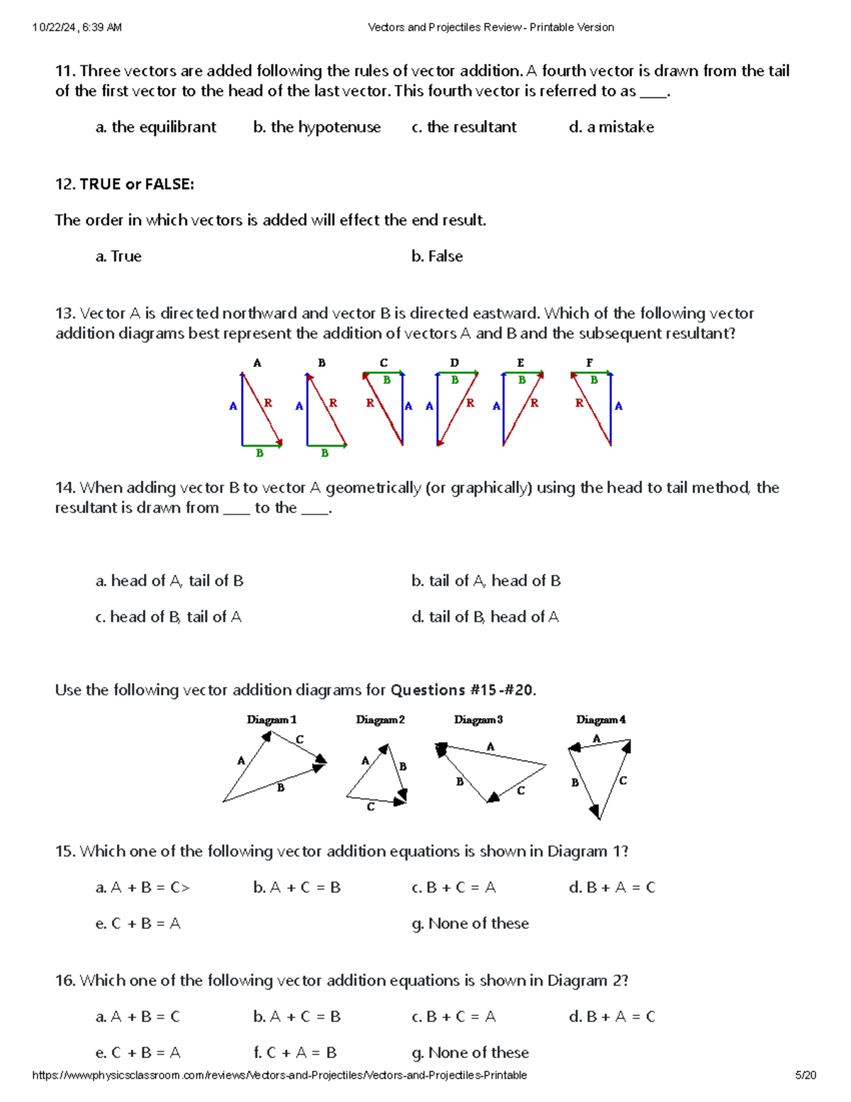 Vectors and Projectiles Review - Printable Version 6:39 AM - Studocu