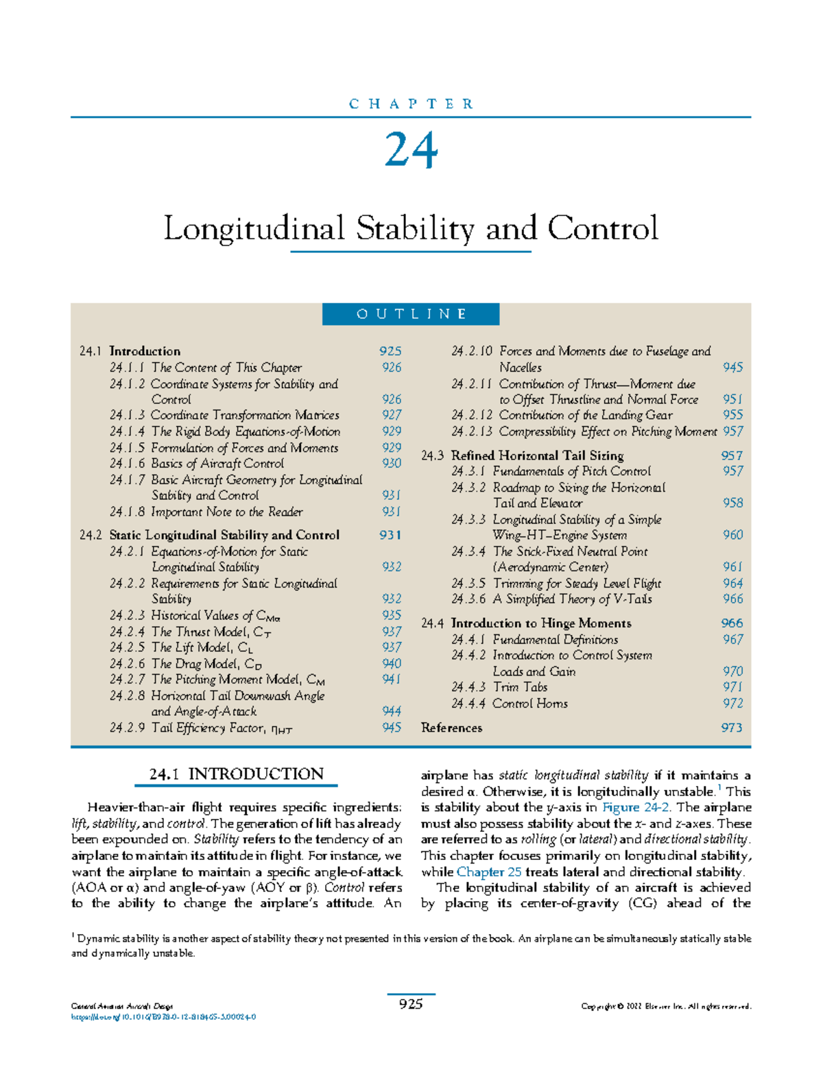Chapter 24: Longitudinal Stability and Control Overview - Studocu