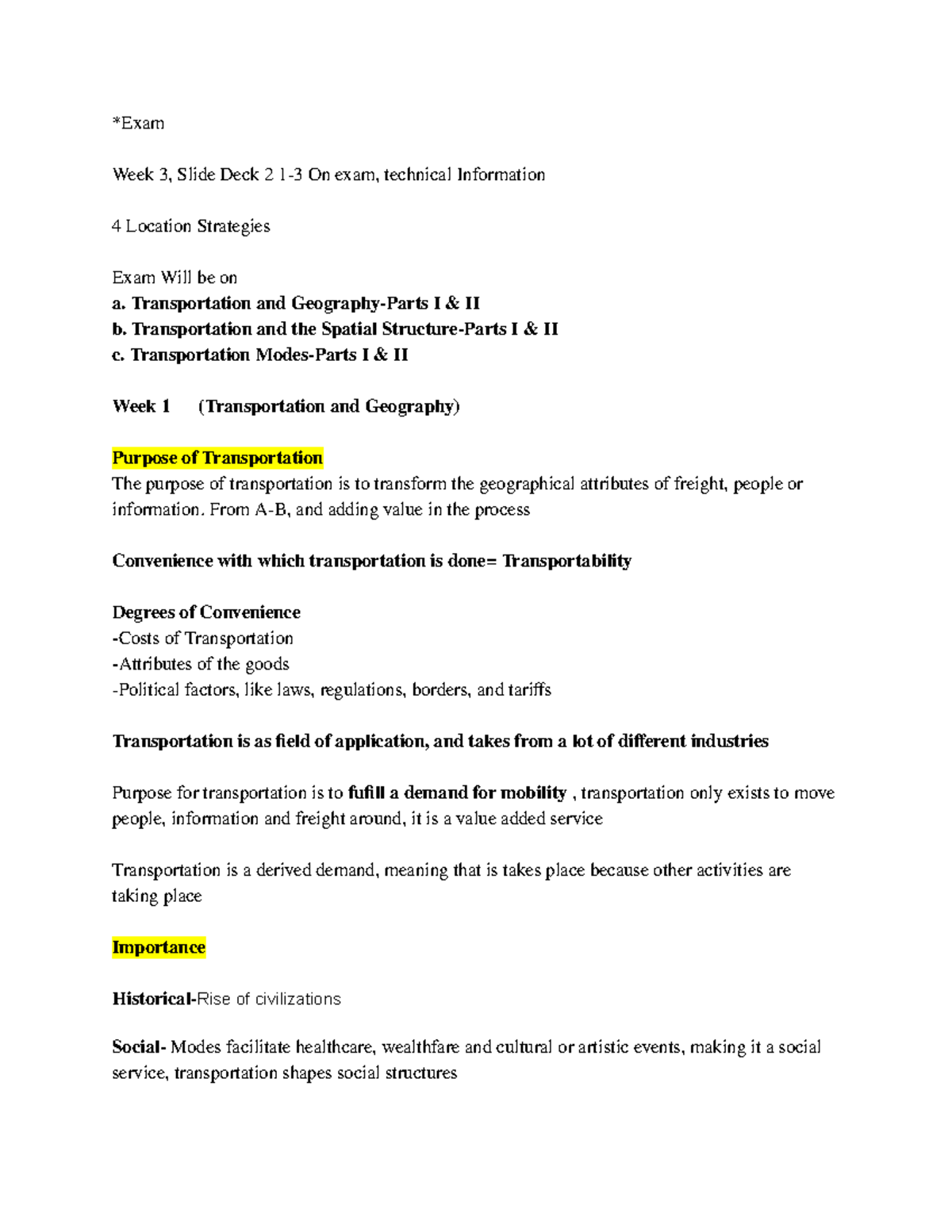 GMS 803 - Weeks 1-3 Transportation and Spatial Structure Notes - Studocu
