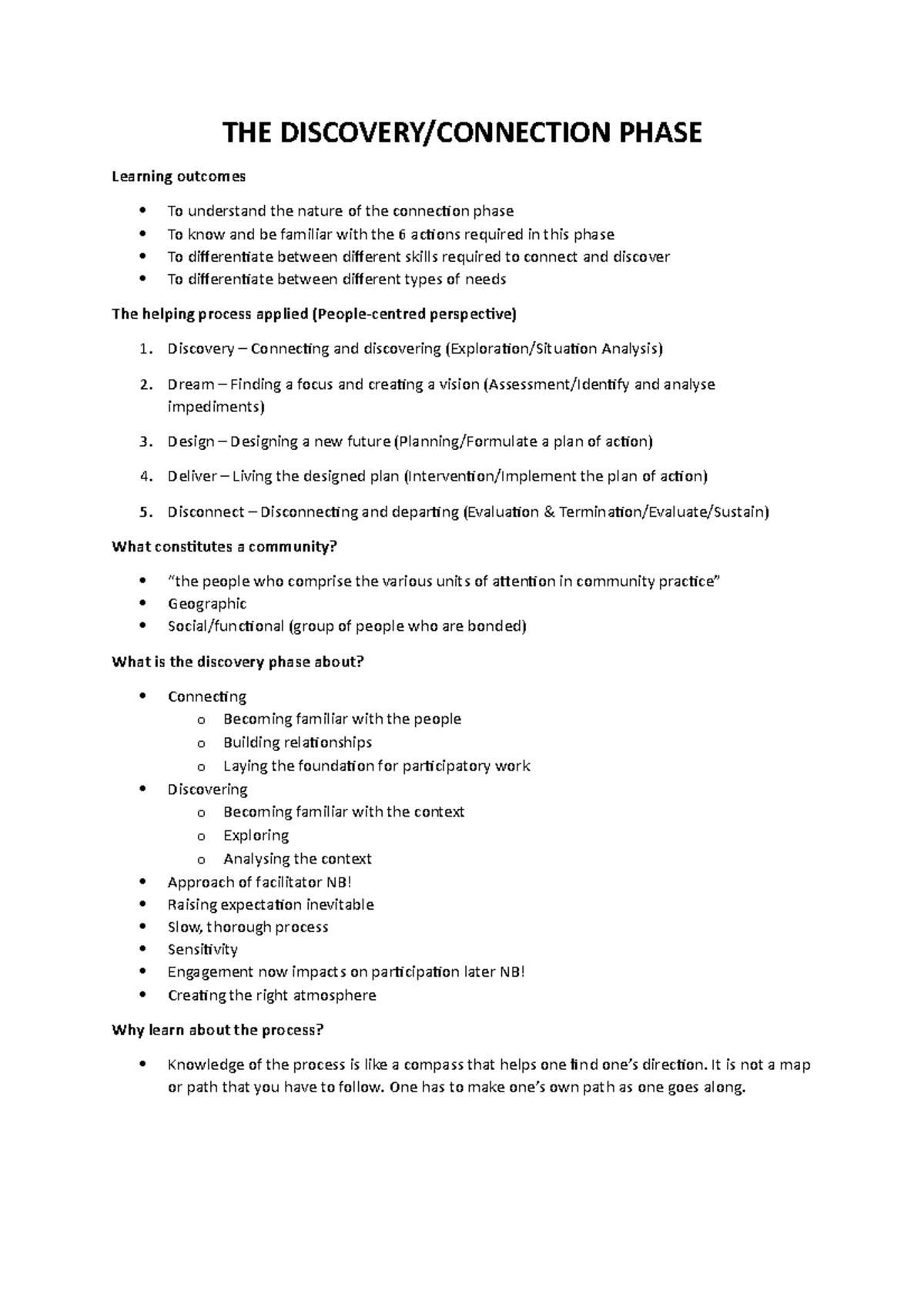 SWDV202 Lecture 3 - THE DISCOVERY/CONNECTION PHASE Learning outcomes To ...