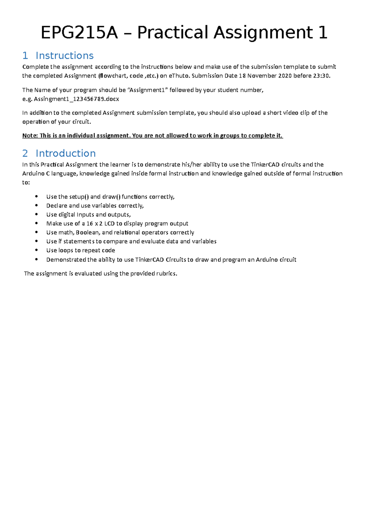 EPG215A PA1 - practical work - EPG215A – Practical Assignment 1 1 ...