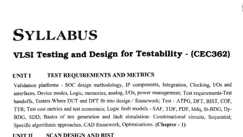 VLSI Testing and Design for Testability (CEC362) - Memory Test Insights ...