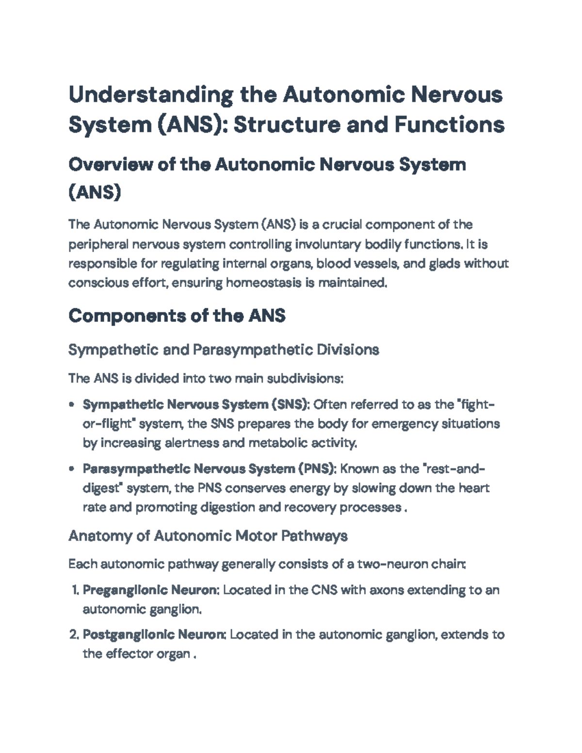 Autonomic Nervous System (ANS) Overview: Structure, Functions ...