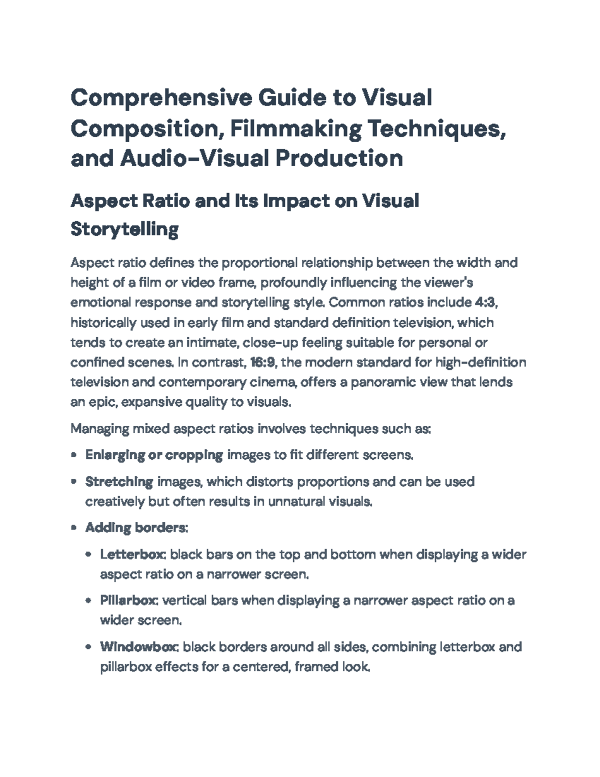Comprehensive Guide to Visual Composition & Editing Techniques (FILM ...