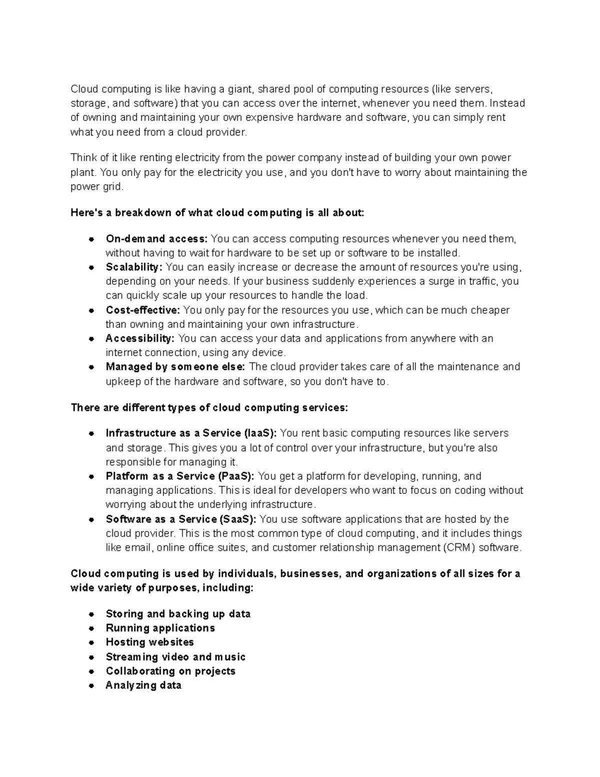 Cloud computing topics - Cloud computing is like having a giant, shared ...