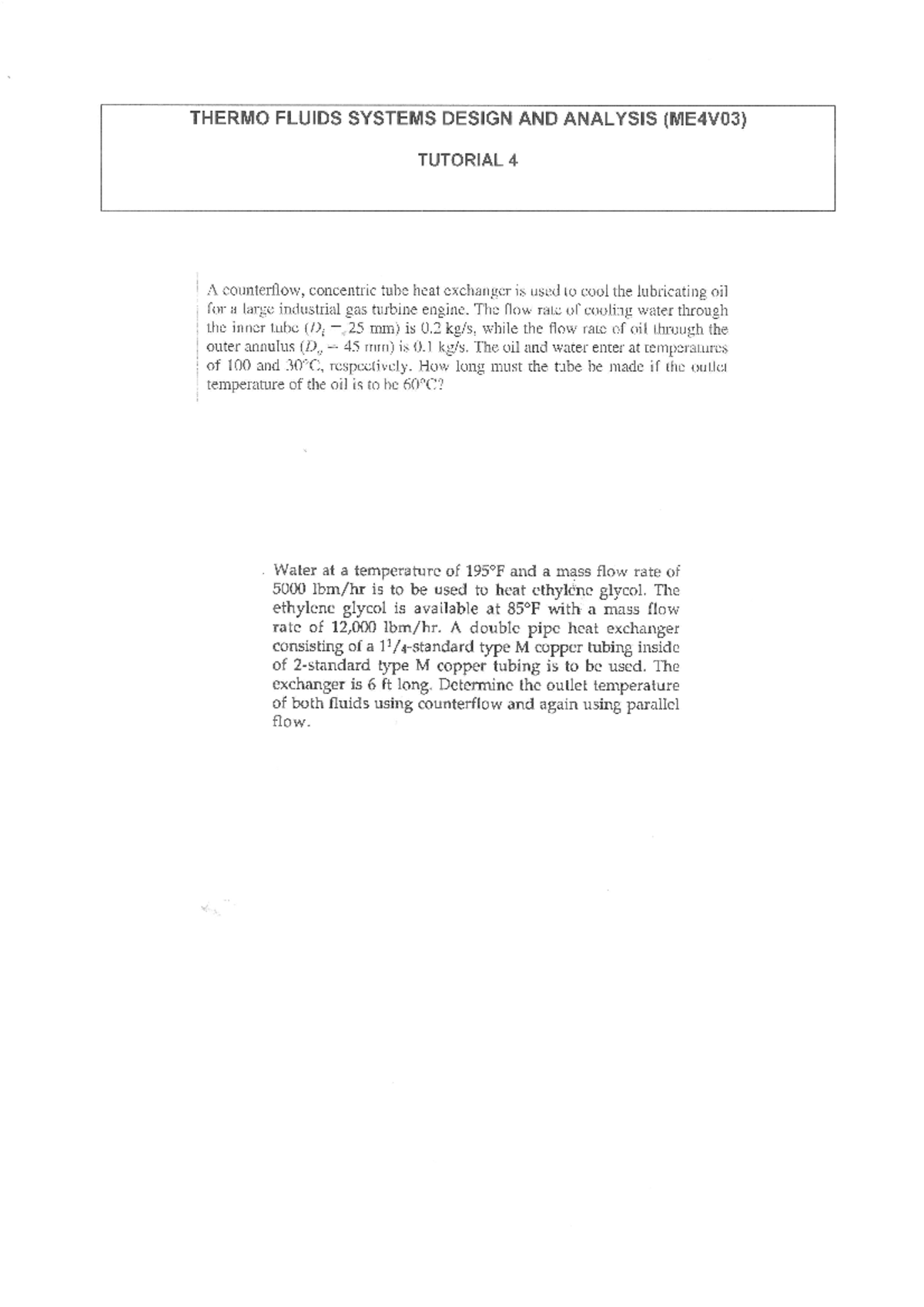 Thermo - Fluids Systems Design and Analysis - Tutorial work - Tutorial ...