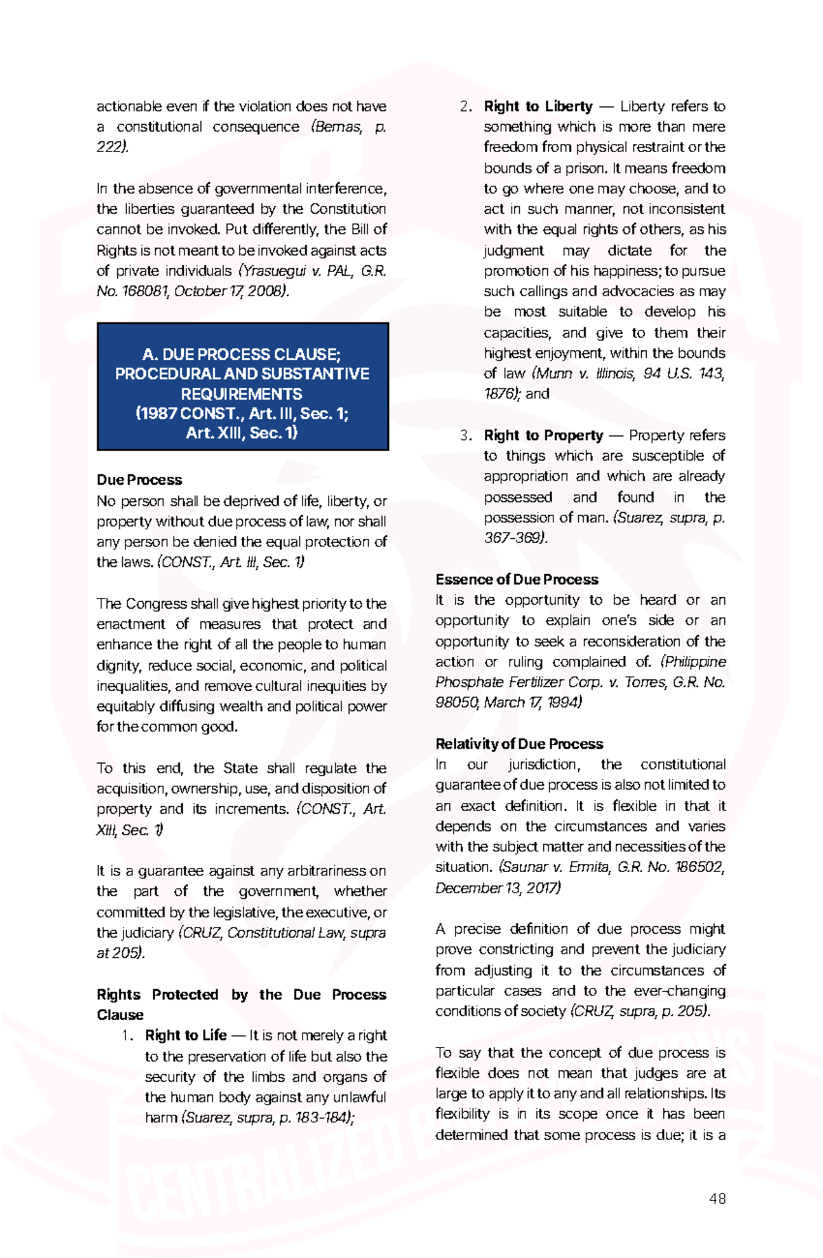 Political Law Notes: Due Process & Equal Protection (CARE) - Studocu
