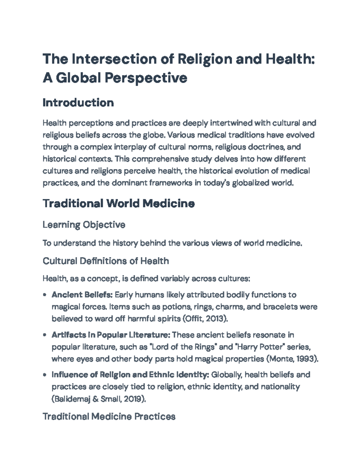 The Intersection of Religion and Health: A Global Perspective - The ...