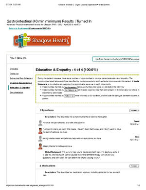 GI Tina Jones Objective - Gastrointestinal Results | Turned In Advanced ...