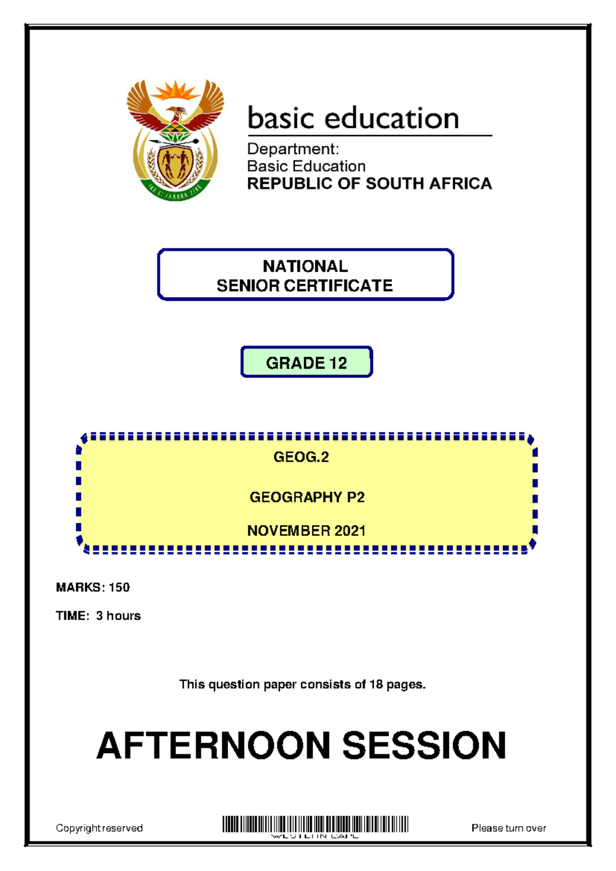 Geography P2 Nov 2021 Eng - NATIONAL SENIOR CERTIFICATE GRADE 12 GEOG ...