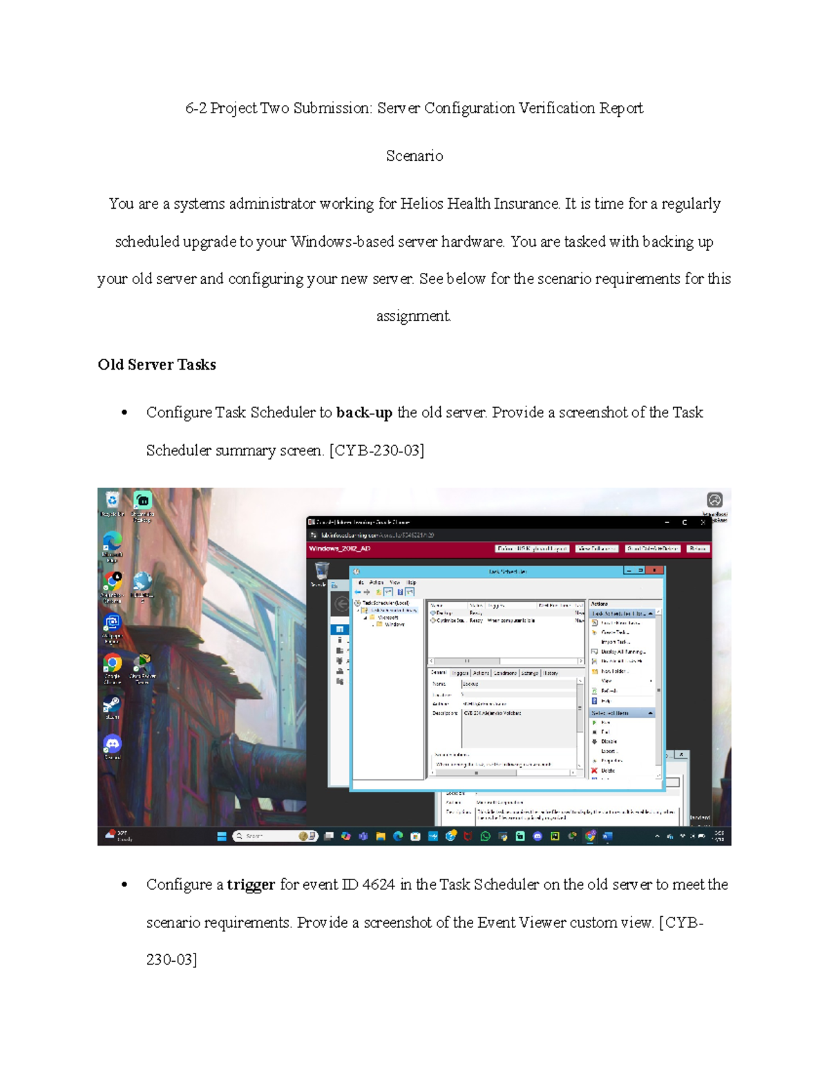 CYB 230 Project two Alejandro Volckers - 6-2 Project Two Submission: Server Configuration - Studocu