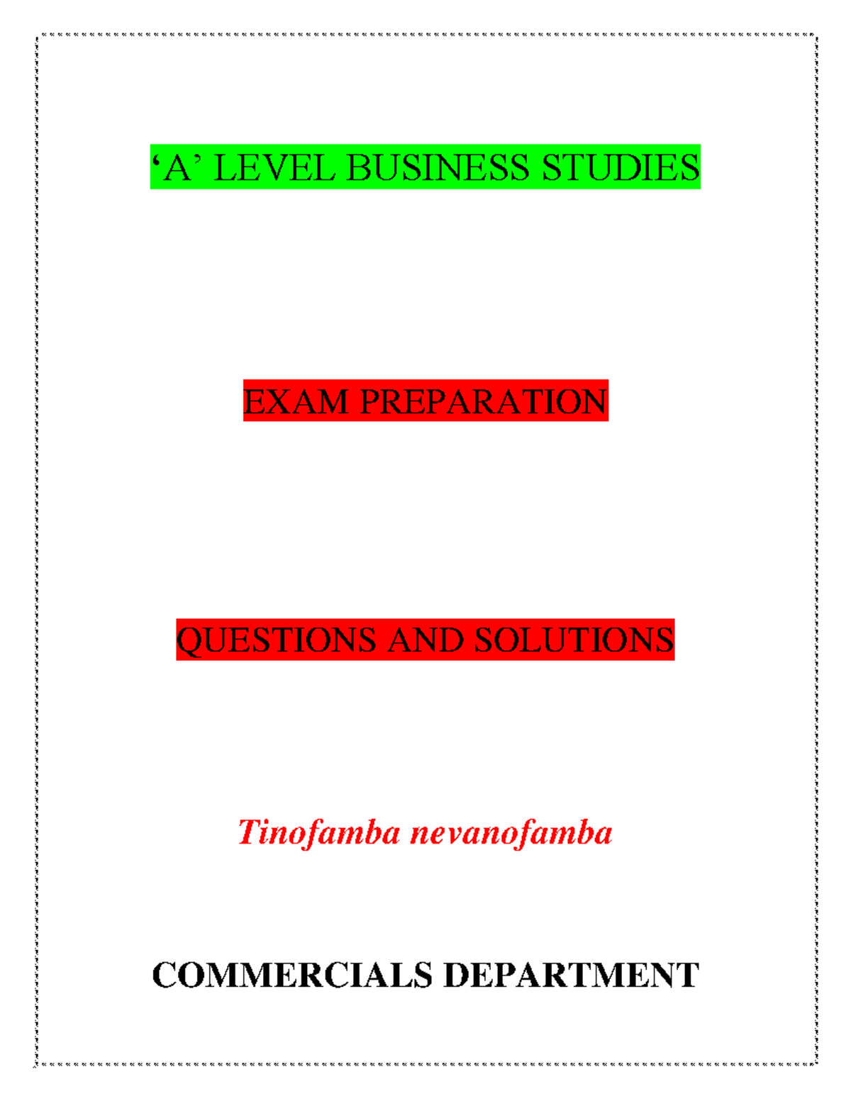 BS A Level Business Studies Exam Revision Guide and Key Concepts - Studocu