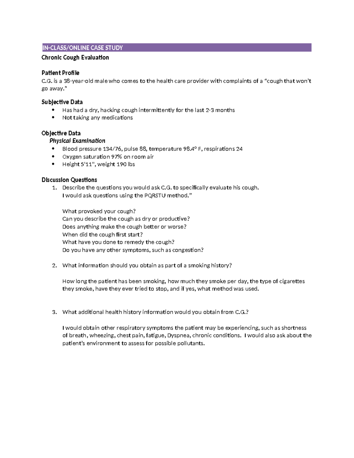 Chronic Cough Case Study: In-Depth Patient Evaluation and Analysis ...