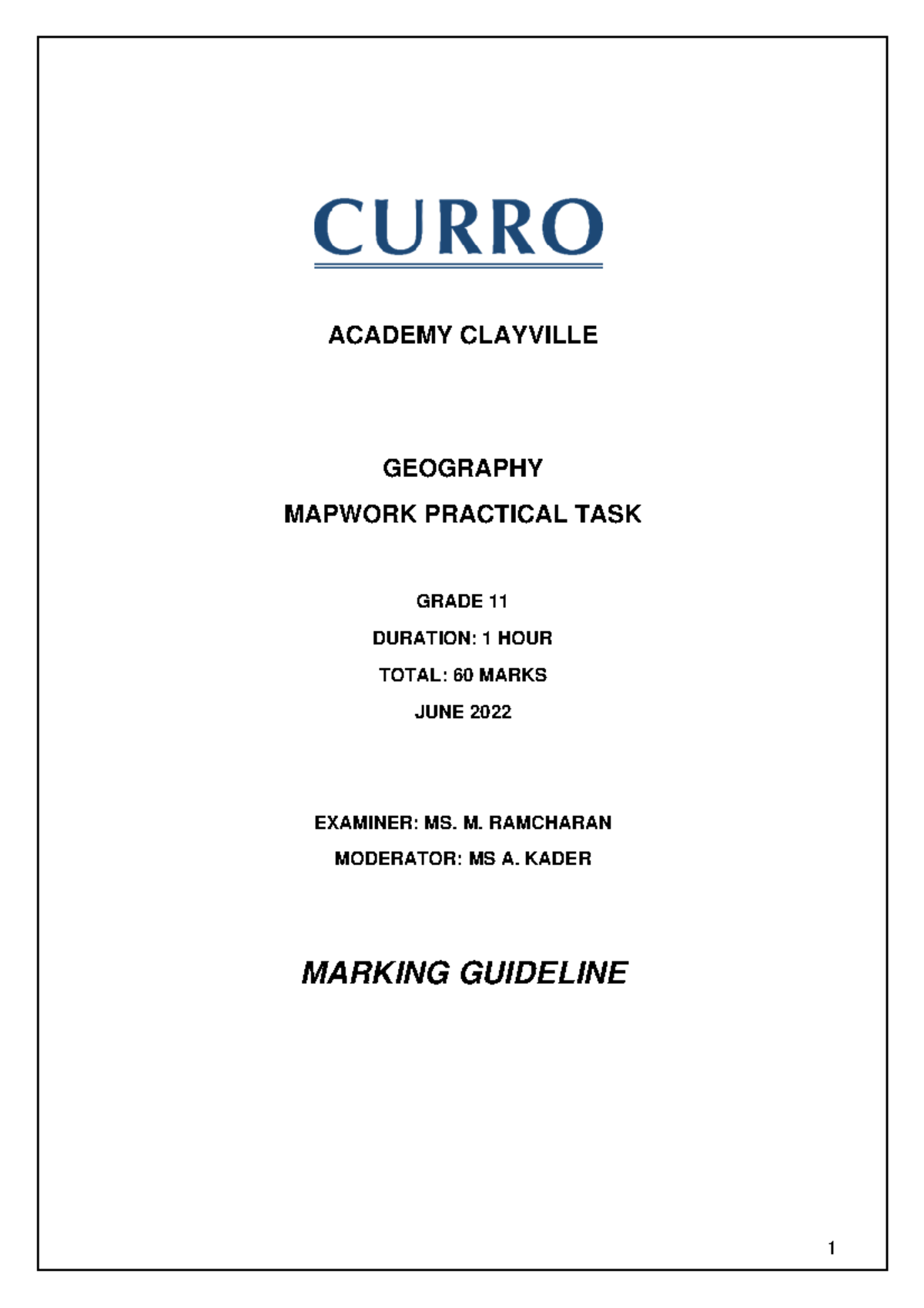 632173568 Geography Mapwork Term 2 Memo - Grade 11 Exam 2022 - Studocu