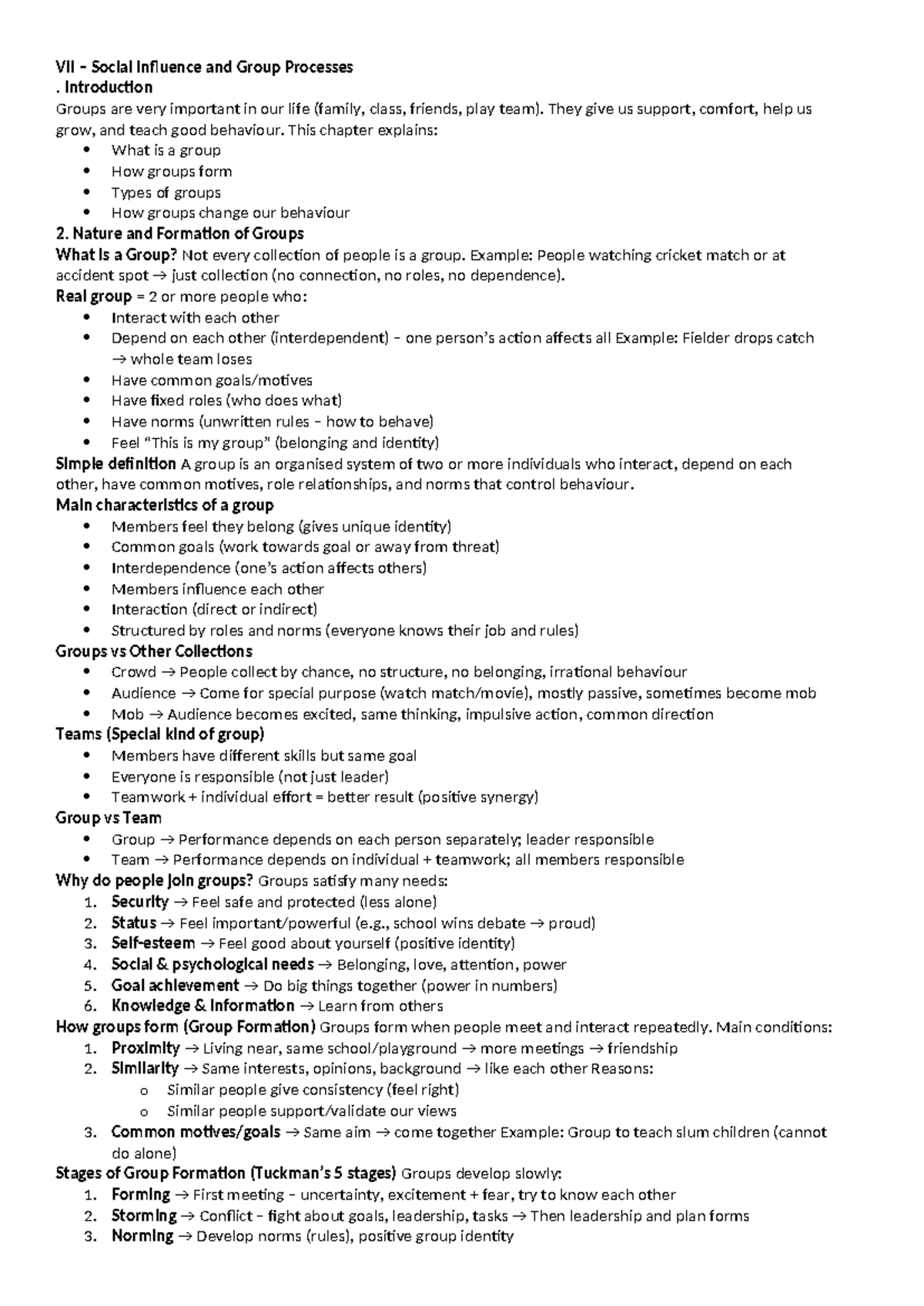 Psy VI & VII: Social Influence, Group Processes, and Attitudes - Studocu