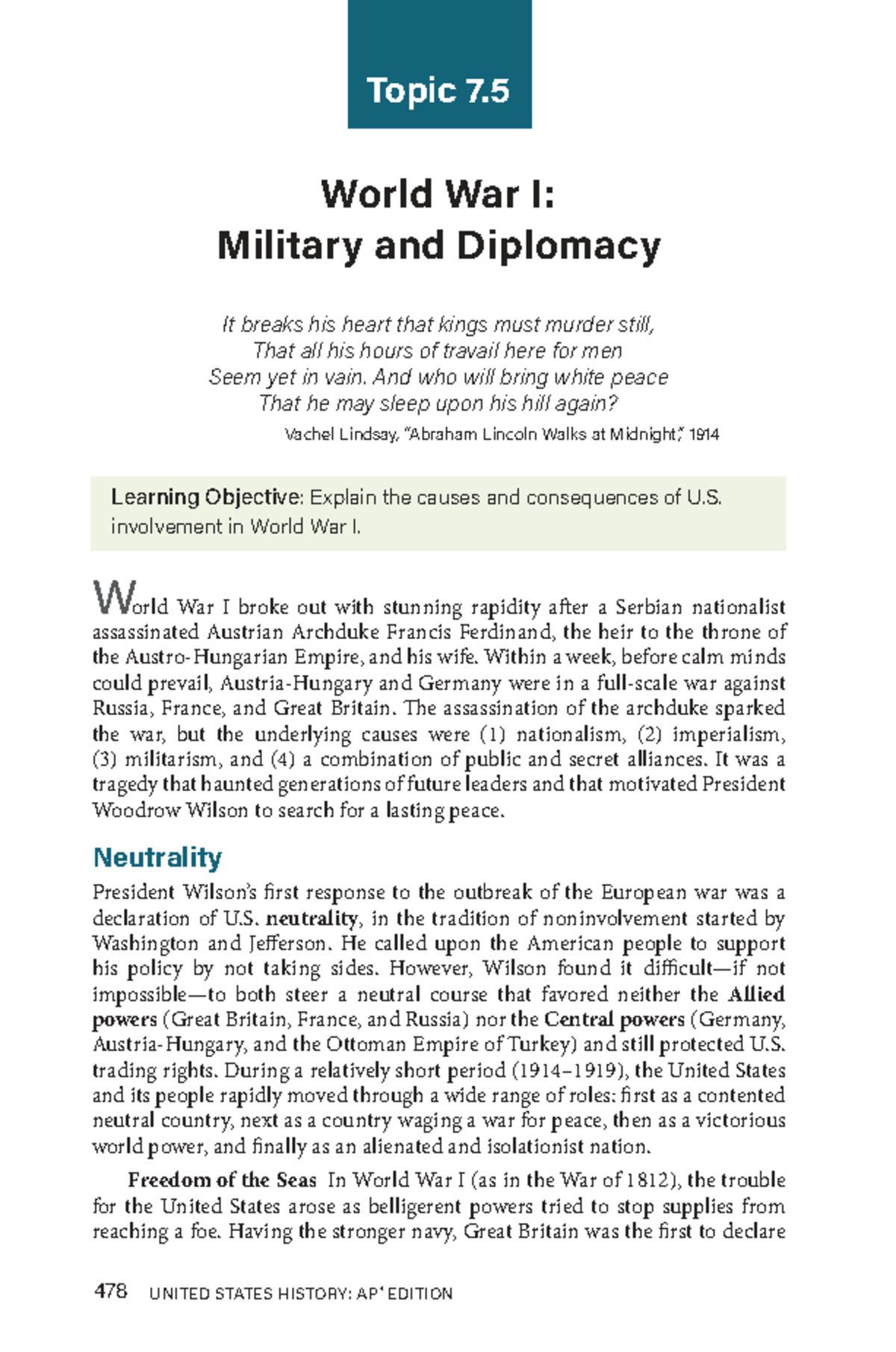 Topic 7.5: U.S. Involvement in WWI - Military & Diplomacy Insights ...