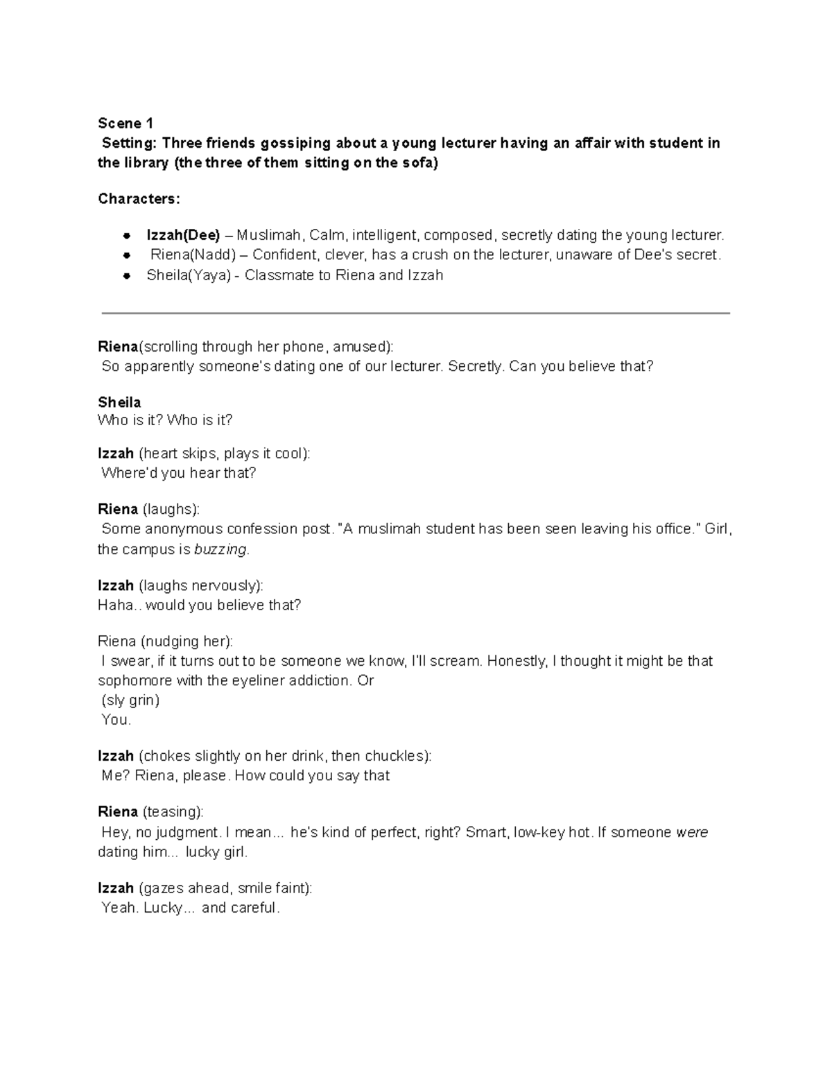 COM530 Script: Gossip and Secrets Among Friends in the Library - Studocu