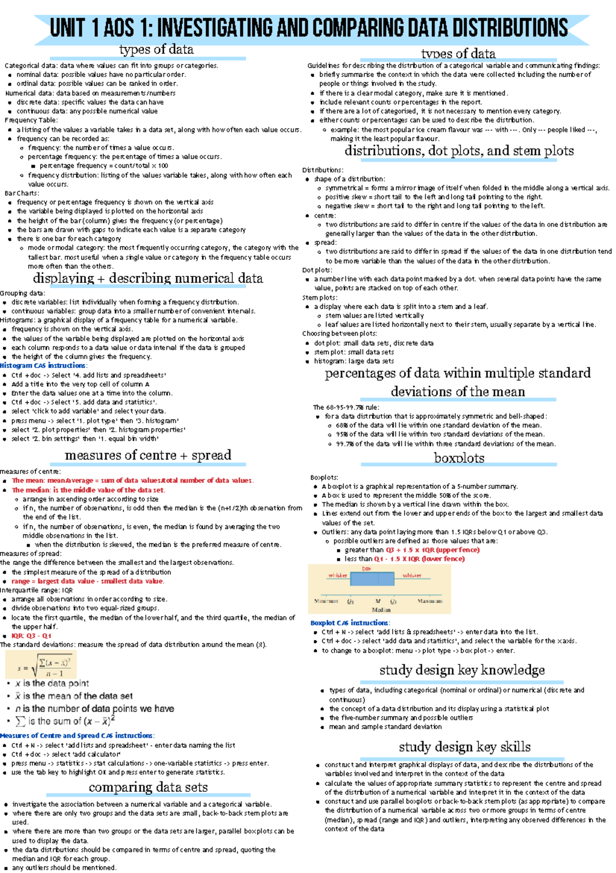 Unit 1 Notes: Investigating & Comparing Data Distributions (AOS 1 ...