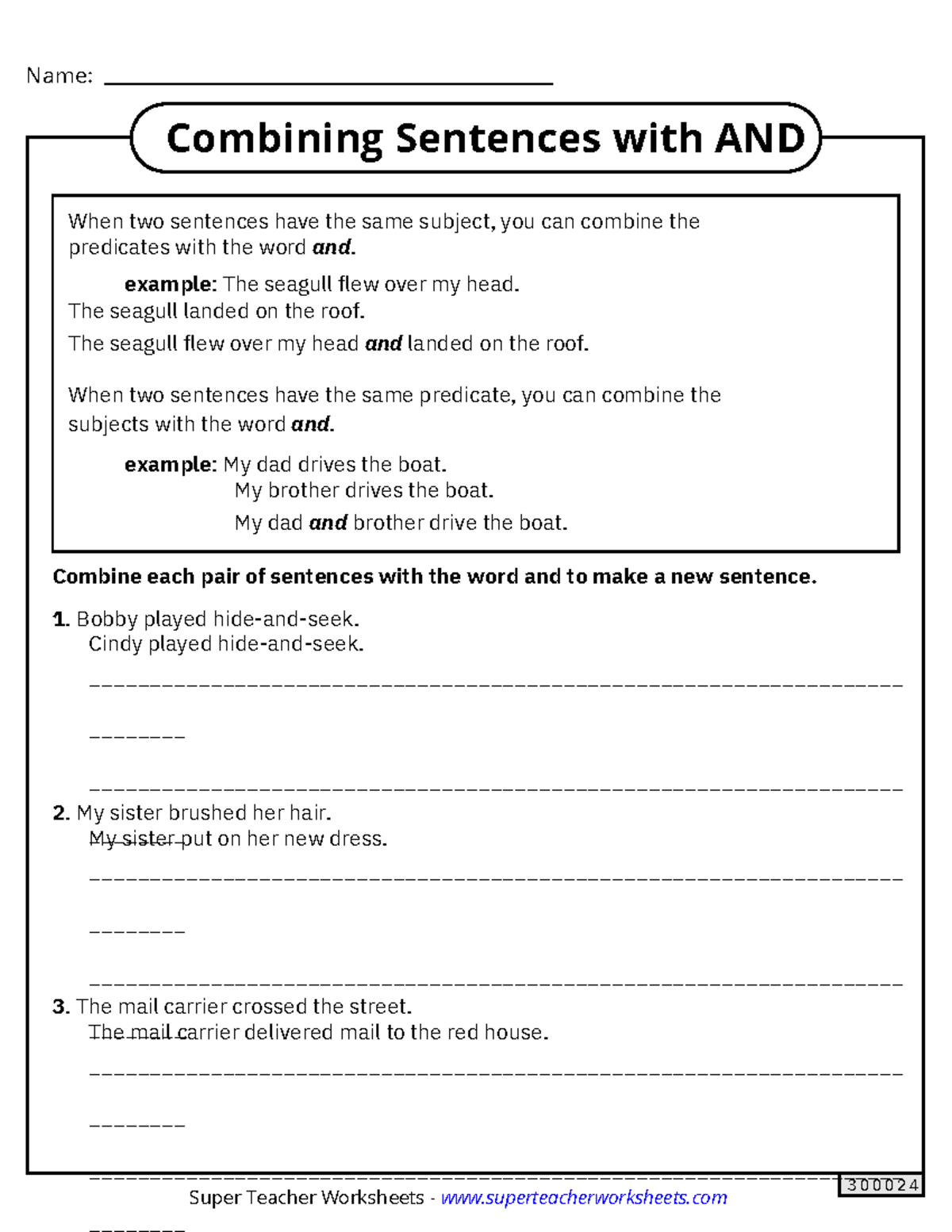 Compound ( Conjunction Worksheet) - Name: When two sentences have the ...