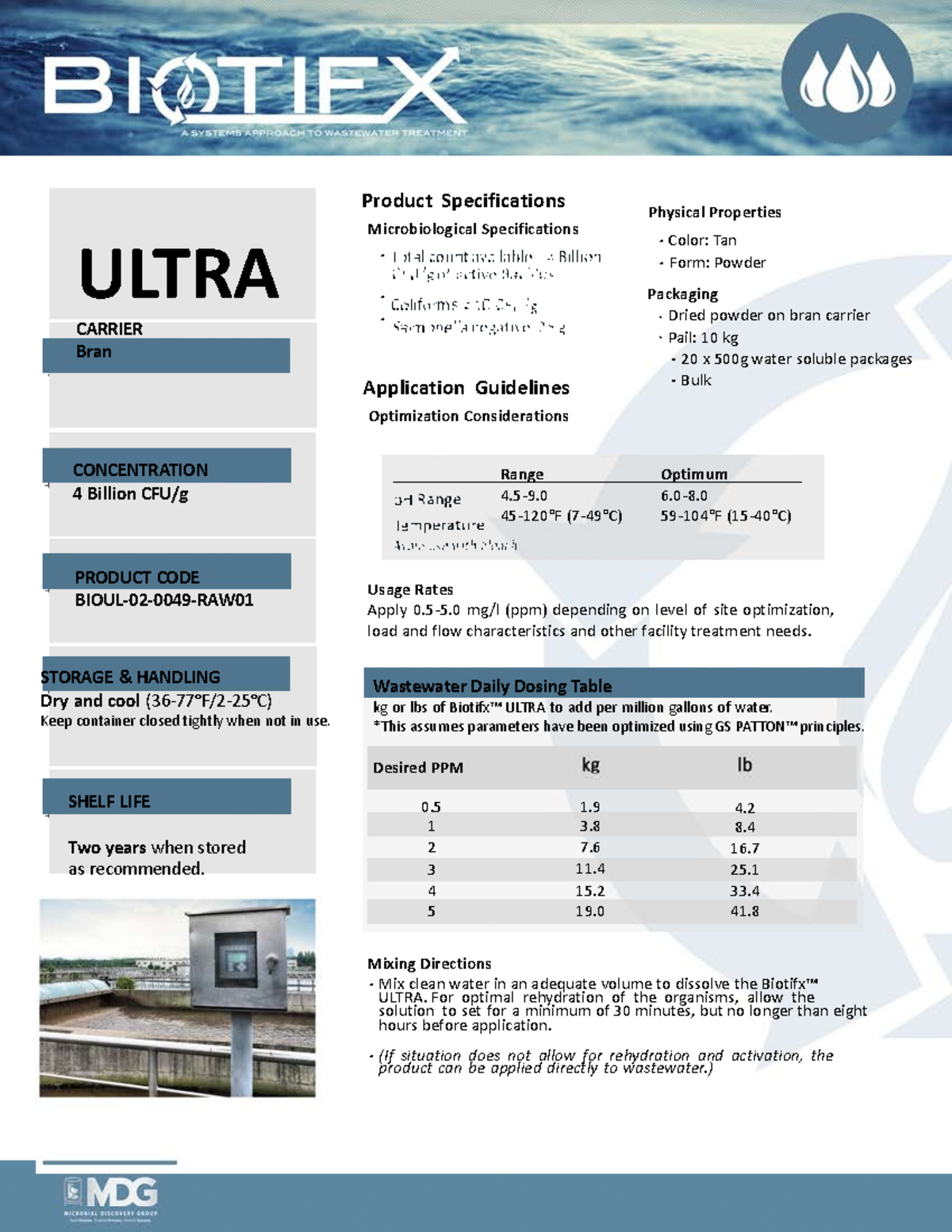 Biotifx™ ULTRA Product Info - Wastewater Treatment Specifications - Studocu