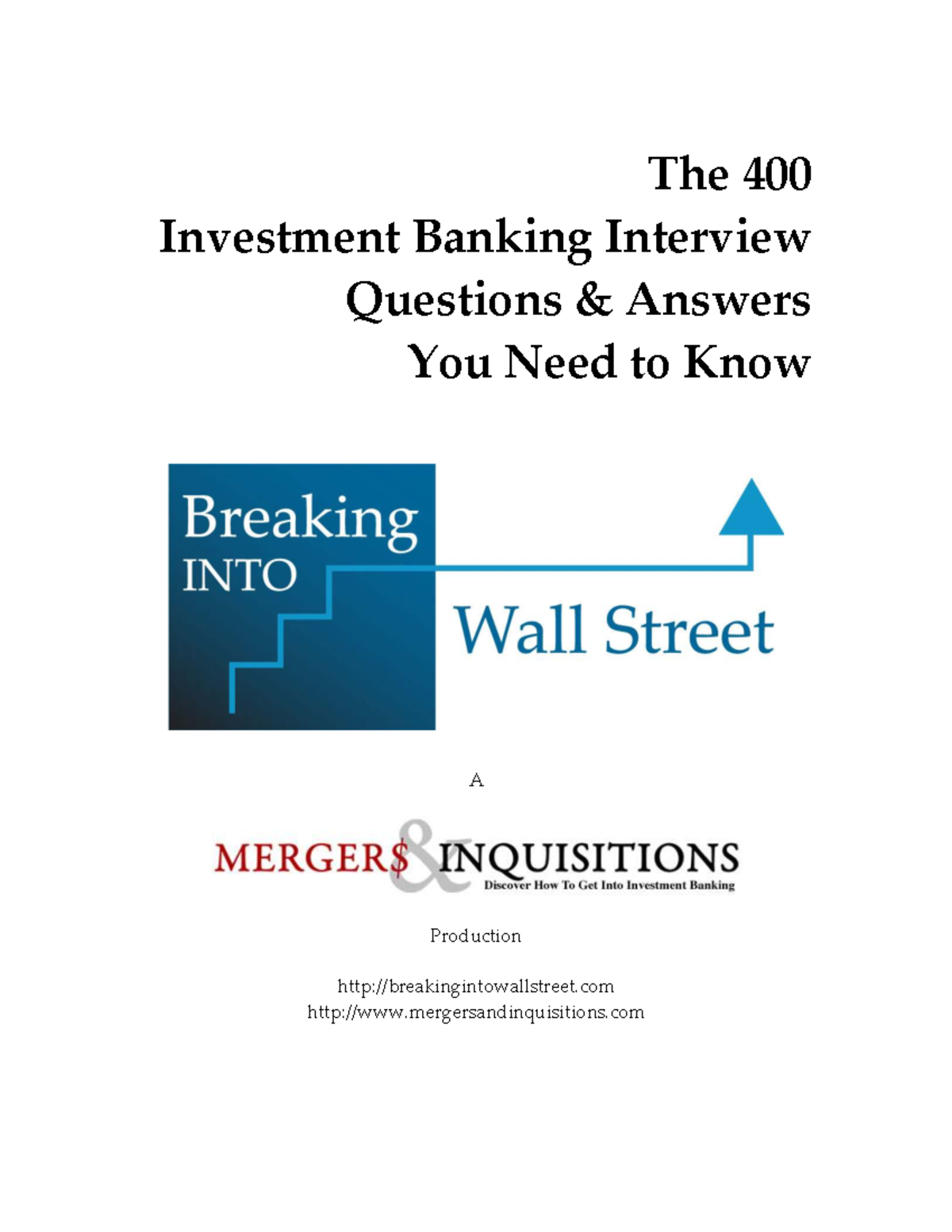 Investment Banking Interview Prep: 400 Questions & Answers Guide - Studocu