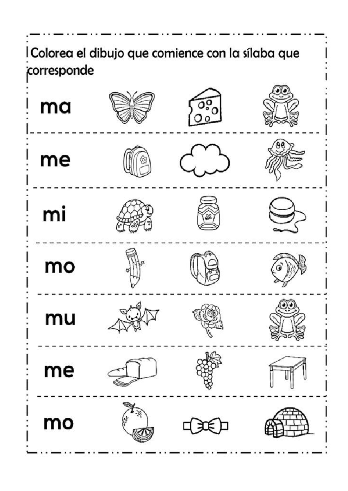 Colorea y Escribe: Actividades con la Sílaba "M" - Letra M - Studocu