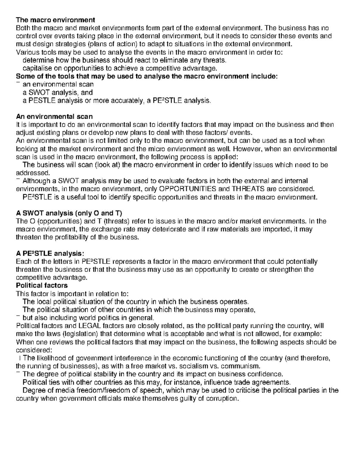 Macro Environment Analysis & PESTLE Framework Overview - Studocu