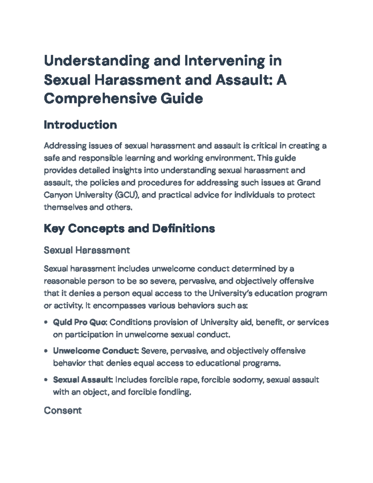 Understanding and Addressing Sexual Harassment and Assault: A Guide ...