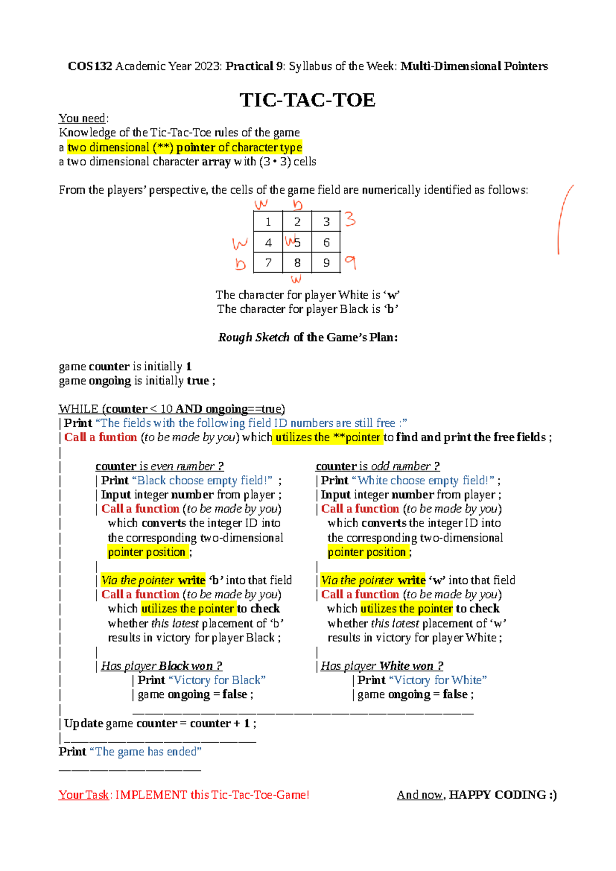 9th Tic-Tac-Toe - 9th practical of 2023 1st semester cos for practice ...