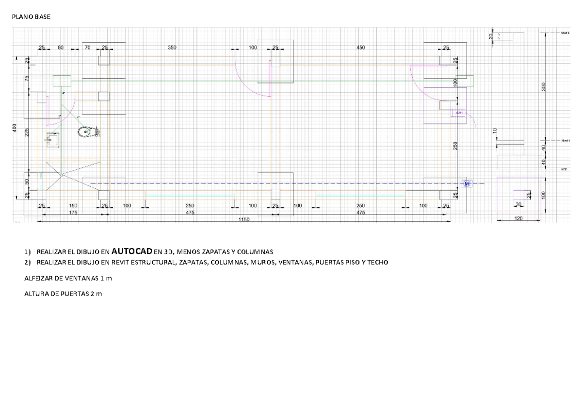 Plano BASE - PRACTICA AUTOCAD - diseño arquitectónico - PLANO BASE 1 ...
