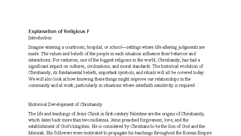 Religious Foundations: Understanding Christianity's Impact (REL 101 ...