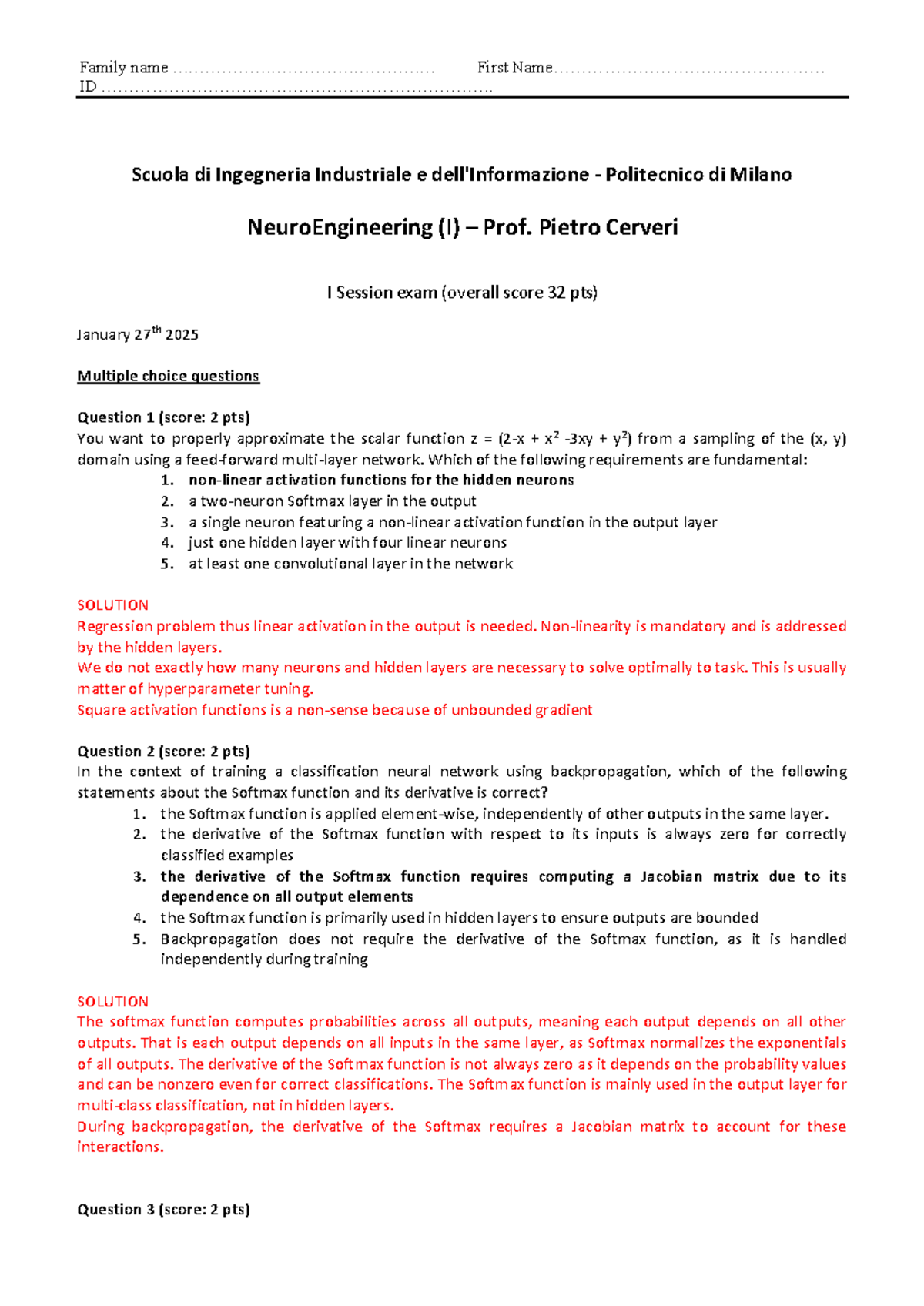 Neuroengineering part I Solutions-1 - ID - Studocu