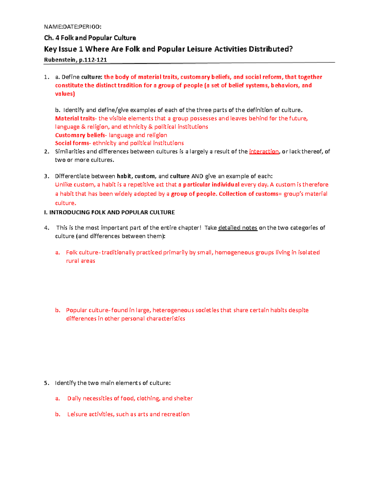 AP Human Geography - Chapter 4 Reading Notes on Culture Distribution ...