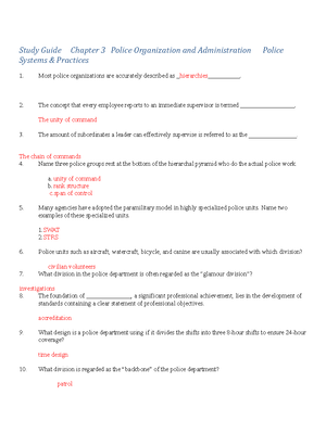 SGuide Ch3 2328 - review - Study Guide Chapter 3 Police Organization ...