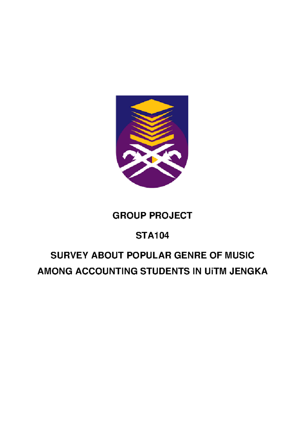 Group Assignment STA104 - Introduction to Statistics - UiTM - Studocu